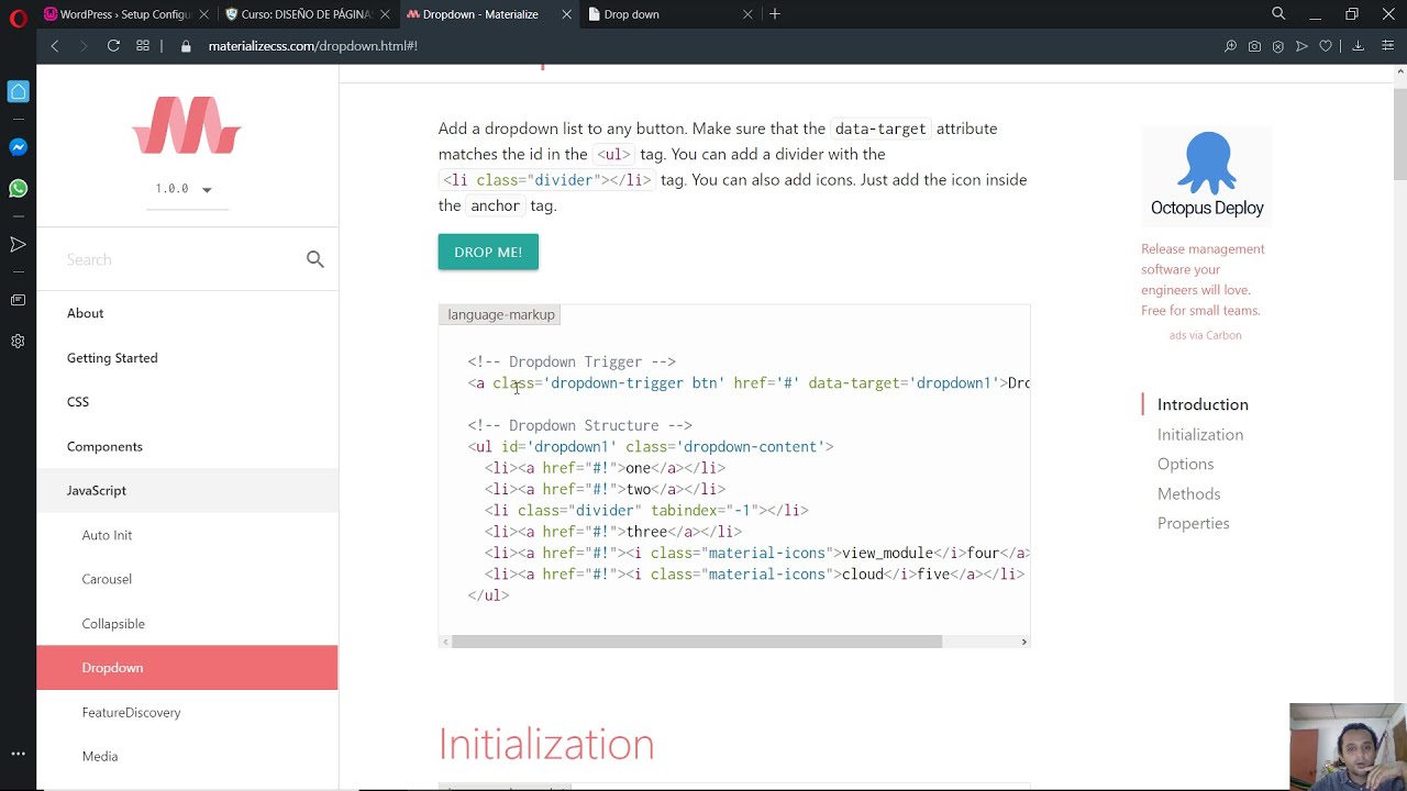 Materializecss Dropdown