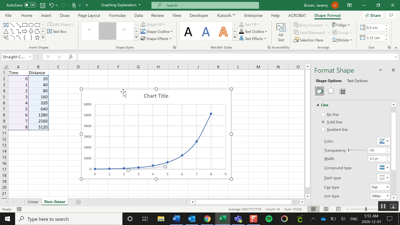 Excel Graphing for velocity Lab