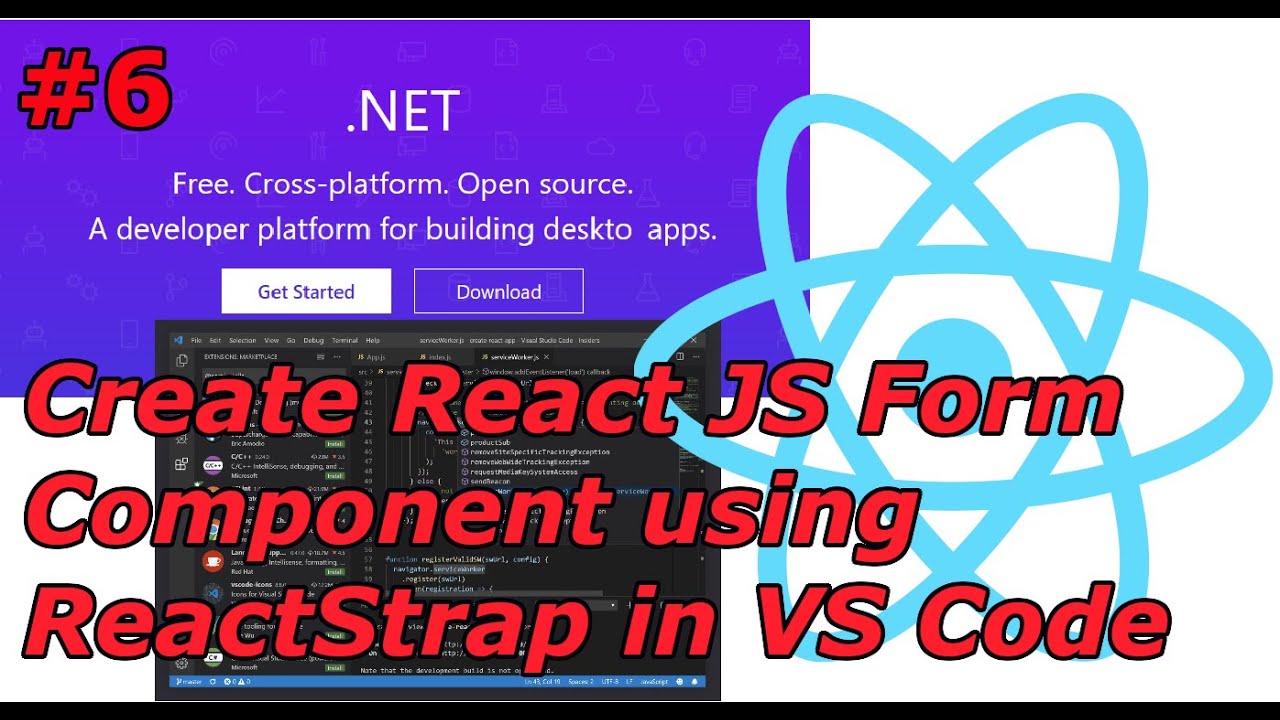 #6 - Create React.js App With Bootstrap Using Reactstrap Component in VS Code