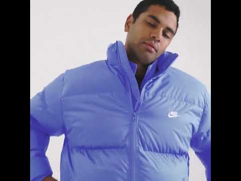 NIKE Sportswear Shiny Club Futura Logo Puffer Jacket Polar Blue White Men | FB7368-450 | JD Sports
