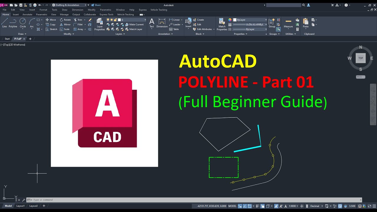 🎯Smart Ways to Draw & Edit Poly Lines AutoCAD Polyline – Part 01✍️📐 Step by Step Guide