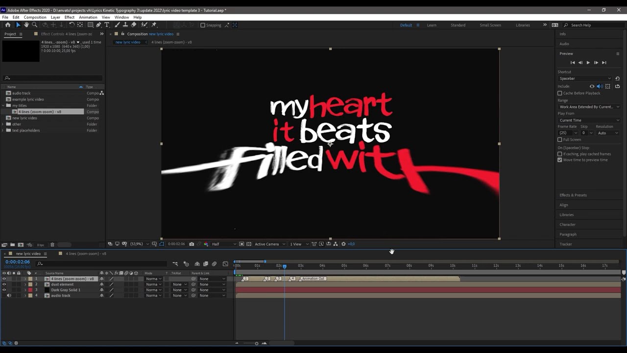 Lyric Video Template 3 | After Effects | Tutorial