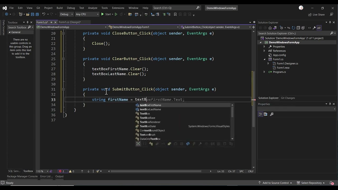 First Windows Form App - Code