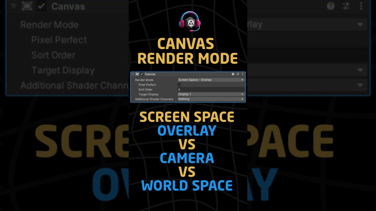 Unity Canvas Render Modes Explained in 60 Seconds (Overlay, Camera, World Space)  #shorts