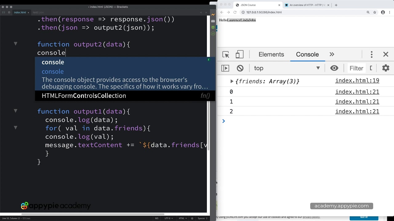 Nested JSON data Output: Lesson 08
