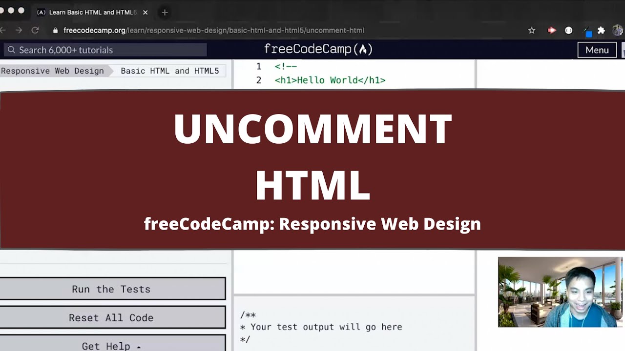 Uncomment HTML (Basic HTML and HTML5) freeCodeCamp Tutorial