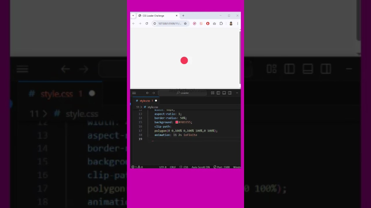 CSS Animation Tutorial | CSS Loader Challenge 19 #cssanimation #csstutorial #cssloader #shorts