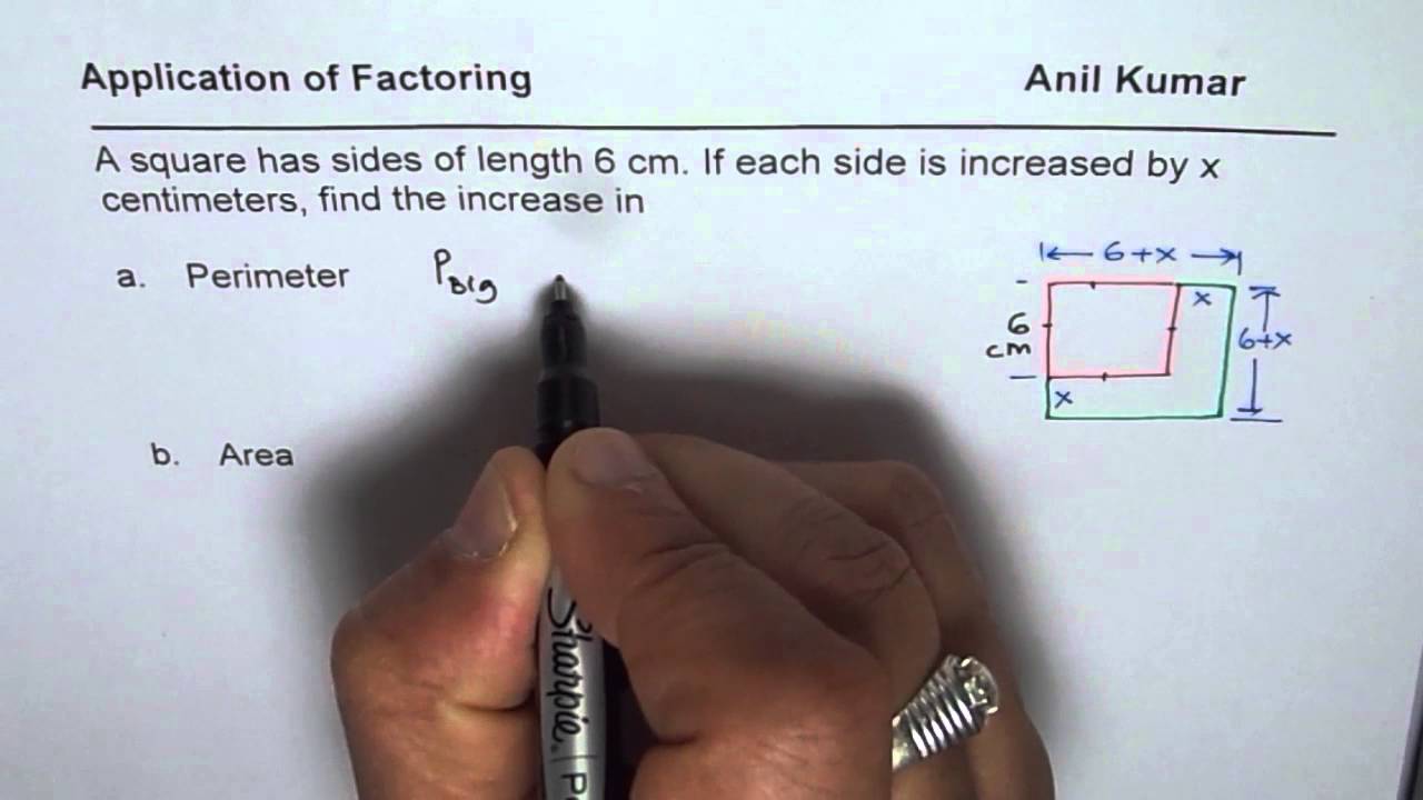 Factor Application Change in Perimeter and Area of Square