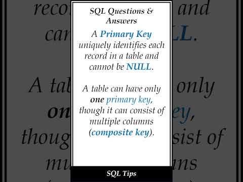 What is a Primary Key? | SQL #sqlshorts #sqlinterviewquestions