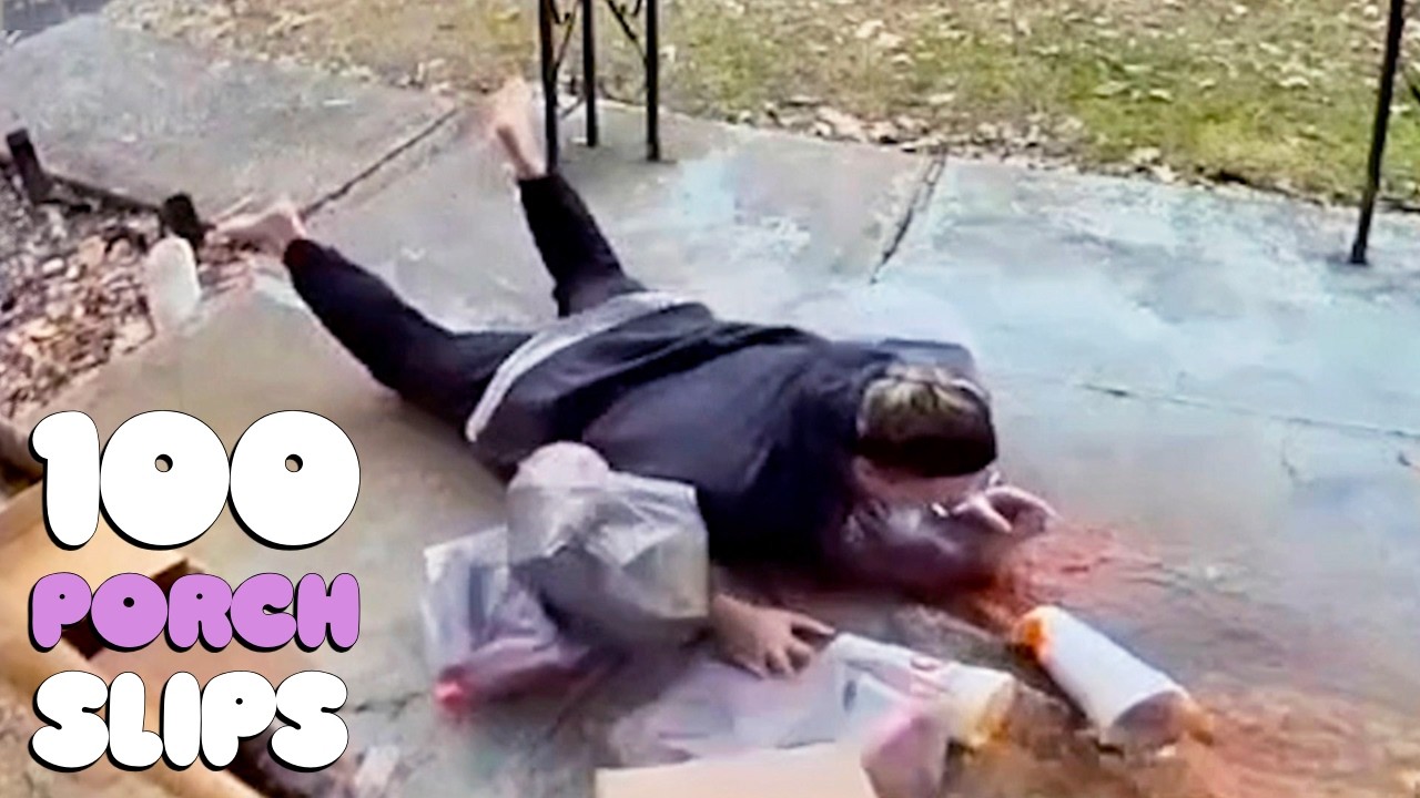 Hilarious Porch Slips and CCTV Fails 💀