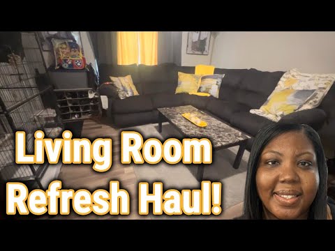 Yellow and Grey Living Room Refresh Decor Haul | Amazon Ross Pop Shelf Roses Discount