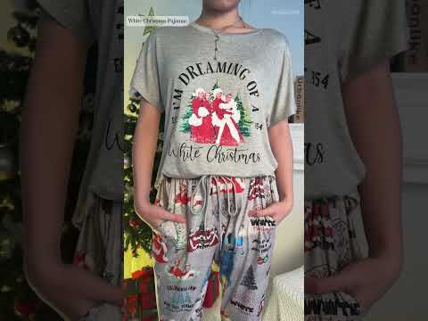 White Christmas Casual Pajama Set For Women - SheShow.com #fashion #christmas #ootd