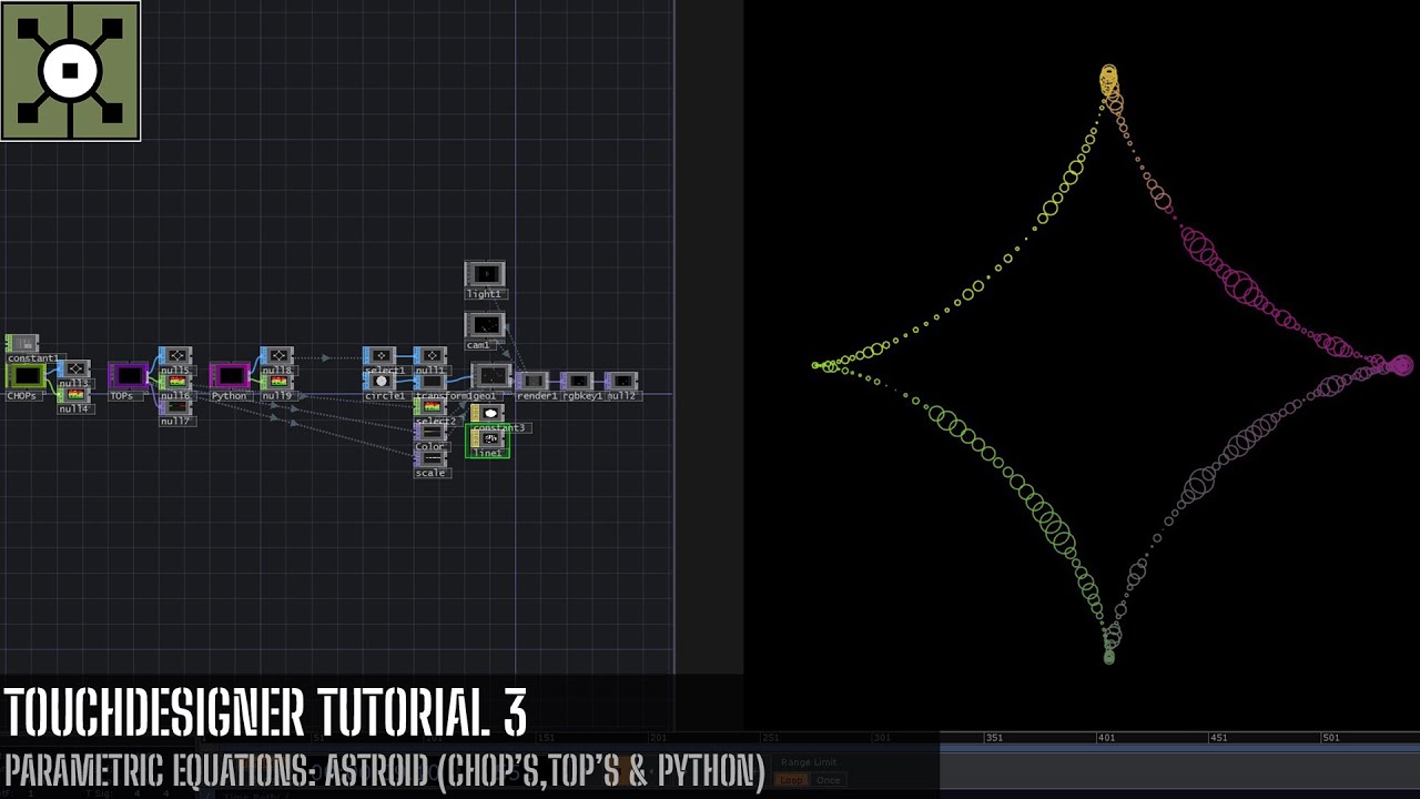 TouchDesigner Tutorial 3 - Parametric Equations: Astroid (CHOP's,TOP's & Python)