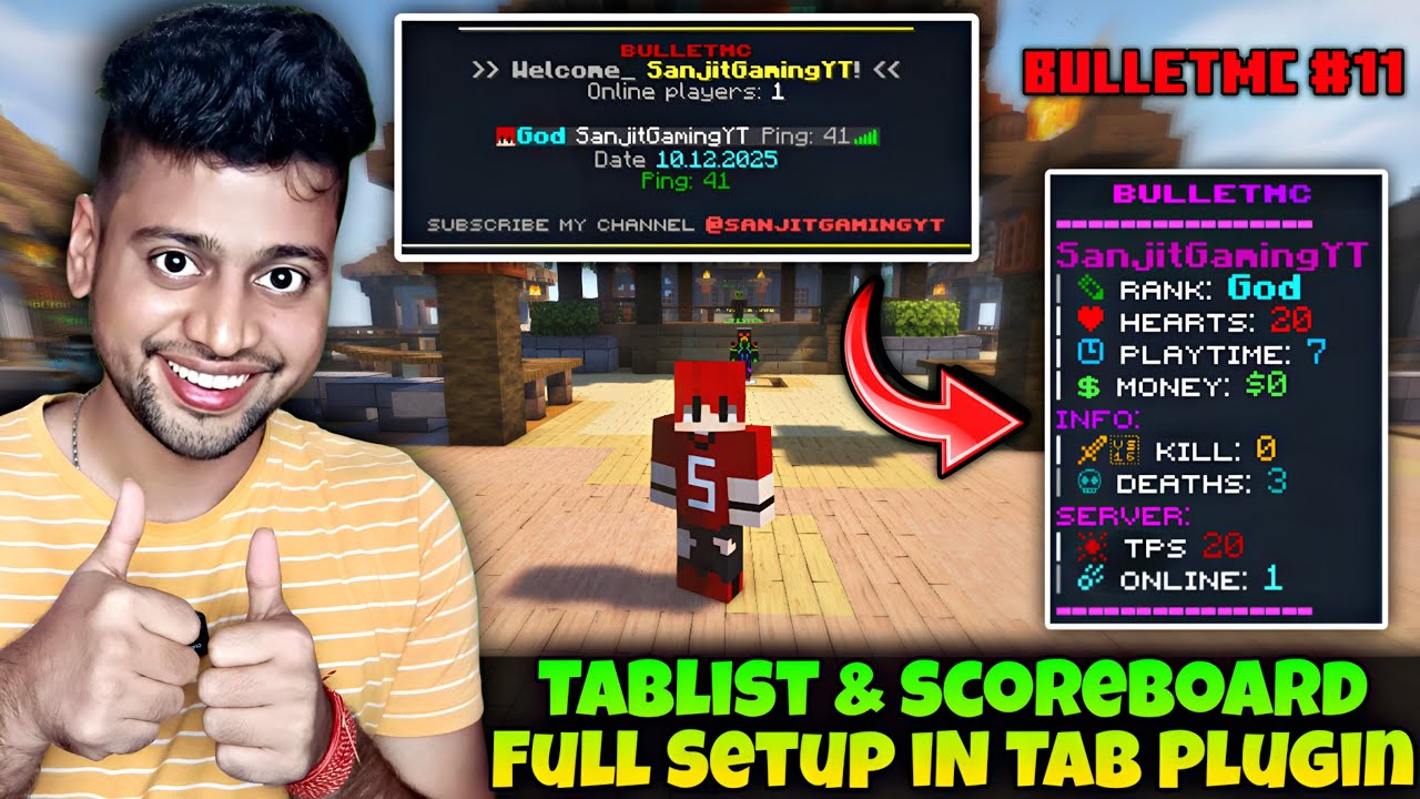 Tab Plugin Tutorial | Best Tablist Plugin | Best Scoreboard Plugin | BulletMC #11