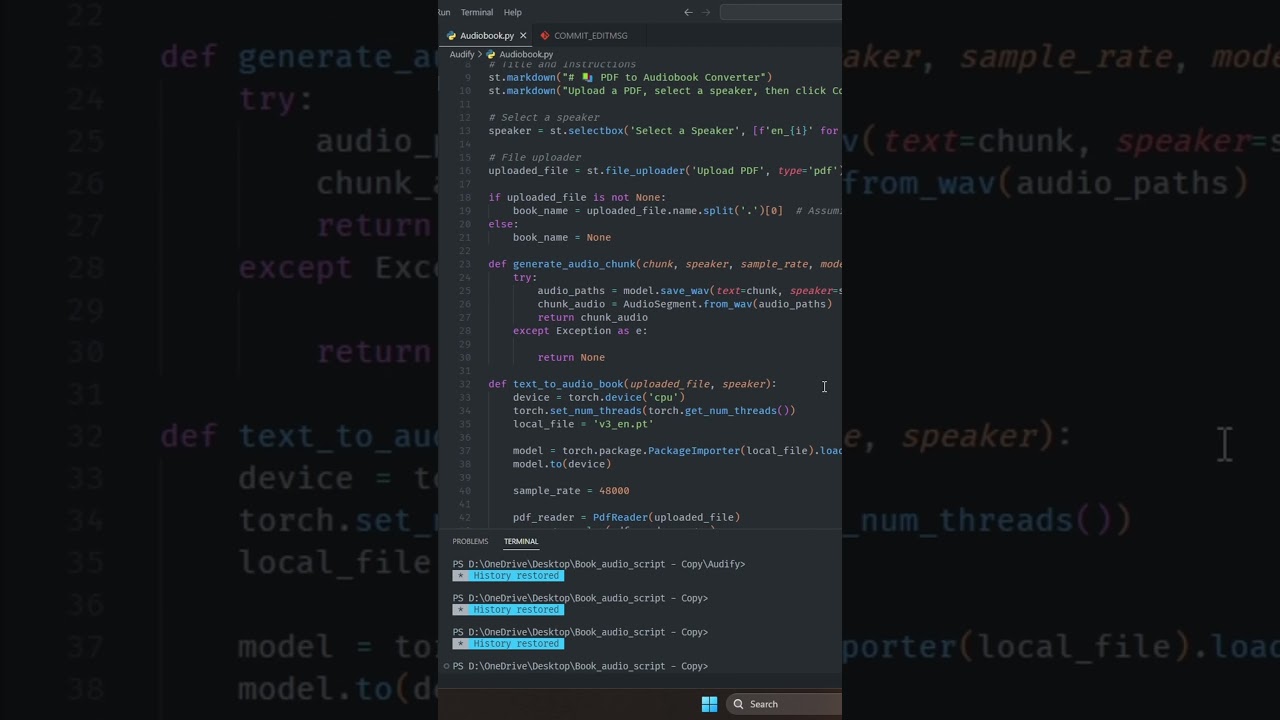 PDF to audiobook program #stem #python #books #bookworm