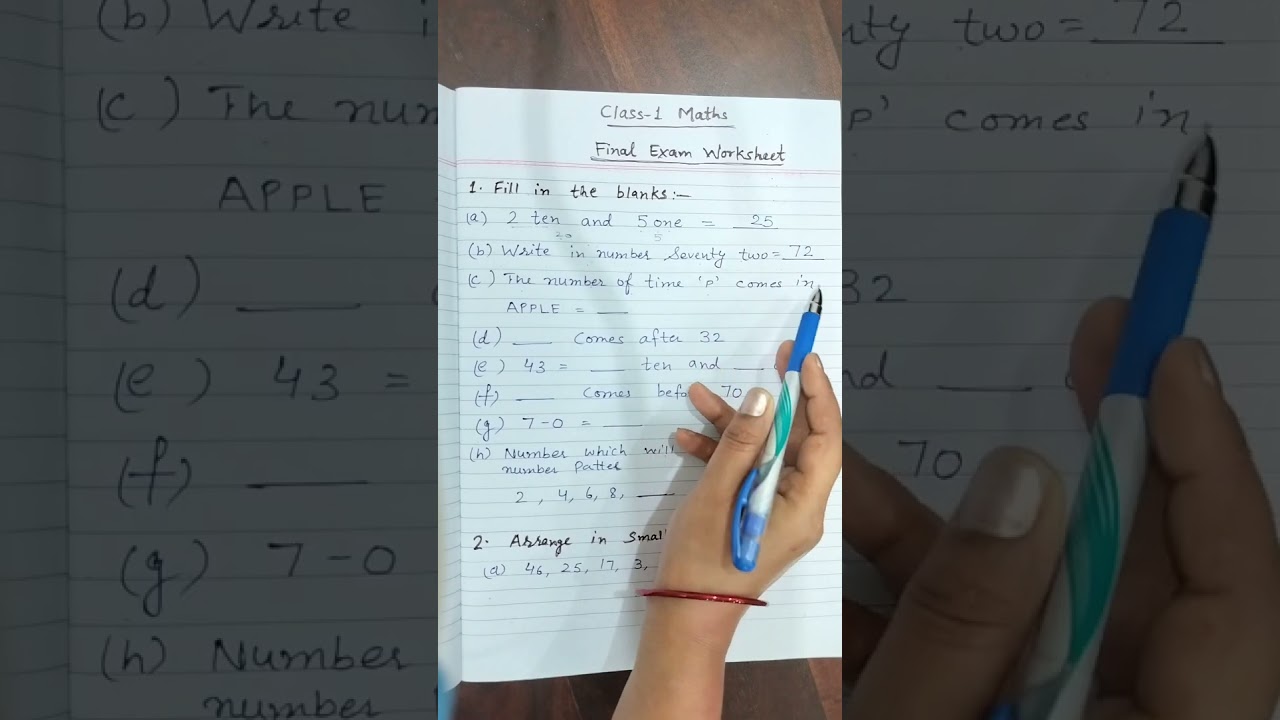 Class 1 math | Grade 1 | Maths worksheet| Final exam | #cbse #icse #icsemaths #cbsemaths