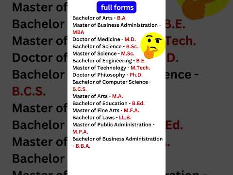 B.A/MBA/B.Sc/LLB/BCS/MA/MPA/BBA/PhD Full Form #shortvideo #shorts #education #gk # #interestingfact