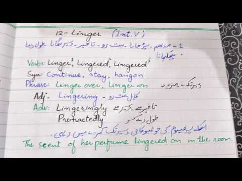 12- Linger As a Adjective, Verb,Adverb meaning in Urdu
