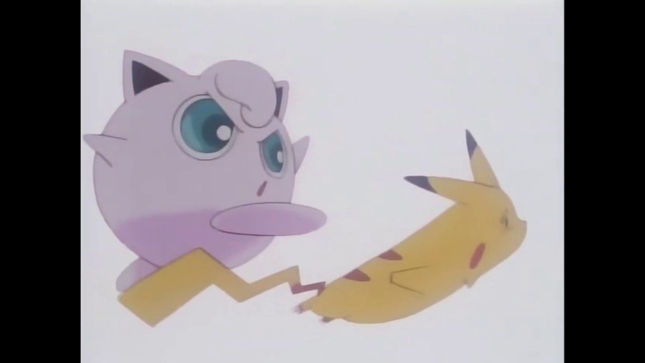 Jigglypuff kicks Pikachu