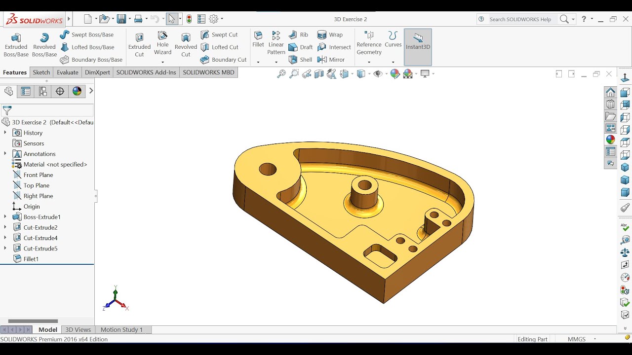 Mechanical Drawing with Solidworks | 3D CAD Exercise 2