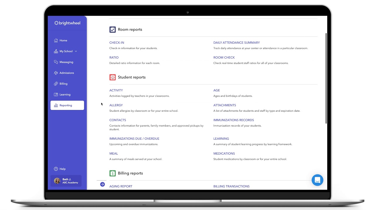 Brightwheel: Reports