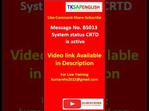 Error Message No. BS013 System status CRTD is active