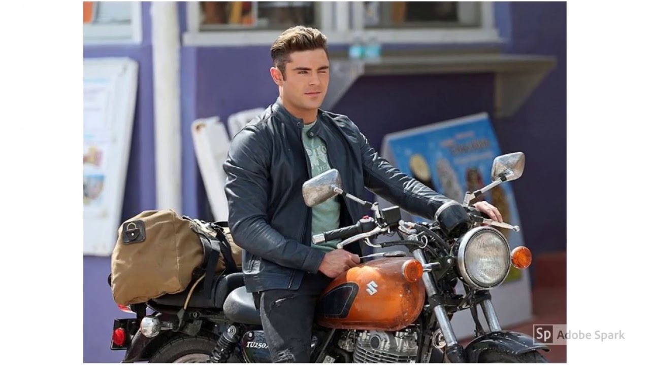 Baywatch Zac Efron Motorcycle Black Leather Jacket