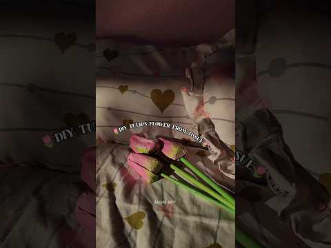 Diy tissue paper tulip 🌷 || How to make flower with tissue paper #shorts #diy #flowers #art #decor