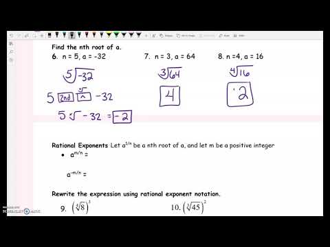 A2 5.1 Day 1 nth Roots and Rational Exponents