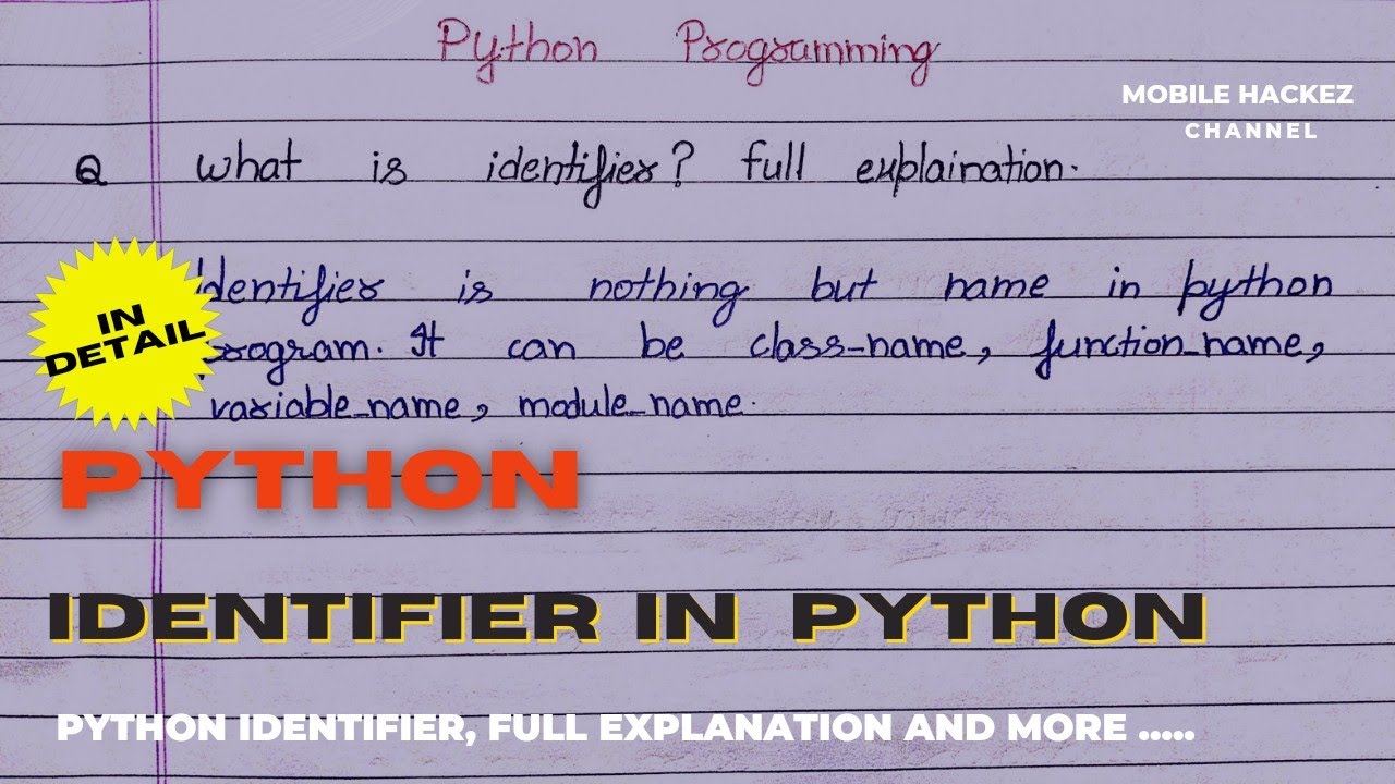 ldentifiers in Python | Python Identifiers in Hindi | Python Tutorial #identifiers #identifier