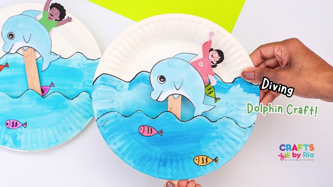 Diving Dolphin Craft for Kids| Free Printable Template
