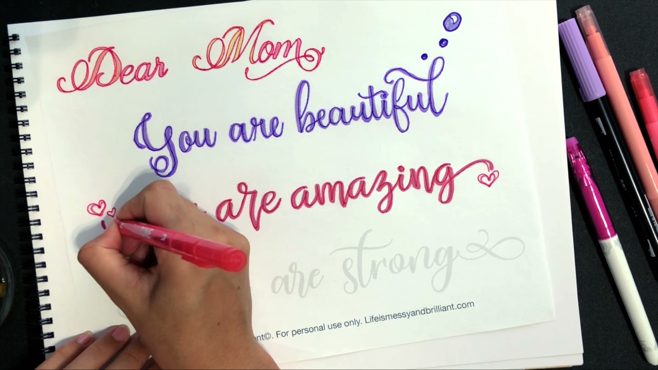 Mother's Day Hand Lettering Worksheet - How to Use and Decorate