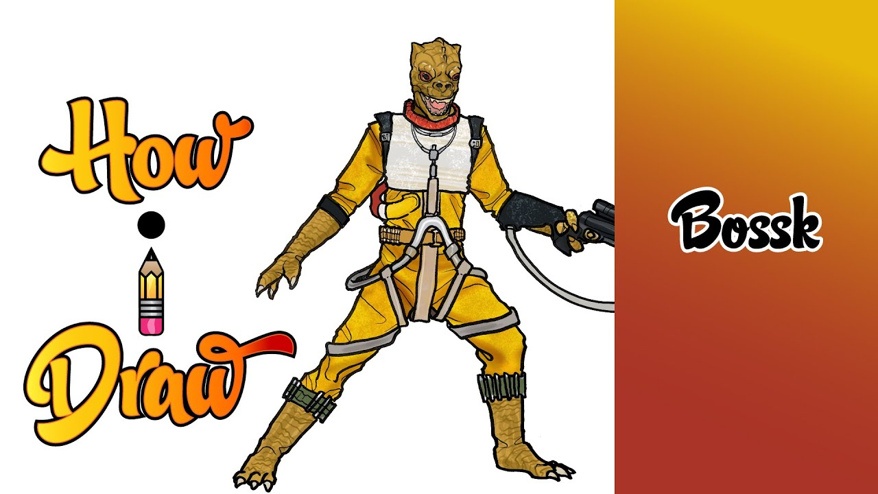 How I Draw BOSSK from STAR WARS | ** how to draw bossk from star wars bounty hunter - art lessons **