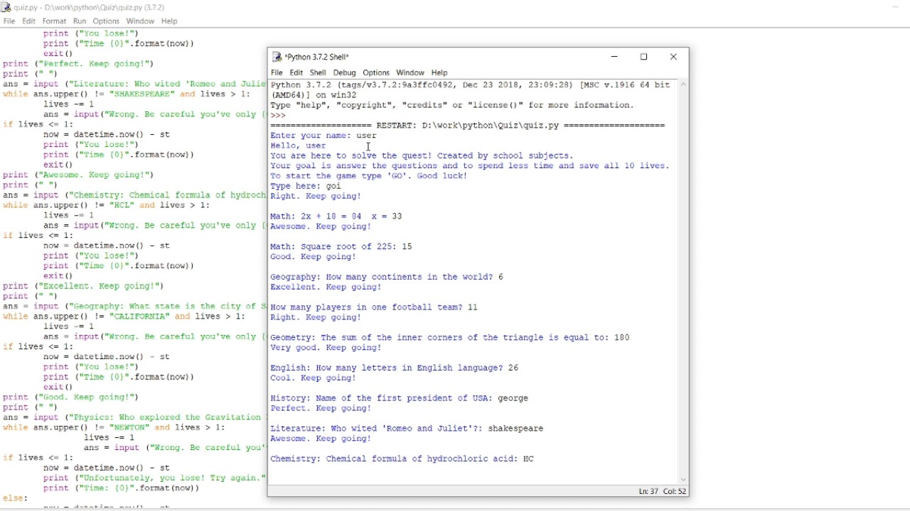 Simple Quiz in Python with Source Code | Source Code & Projects