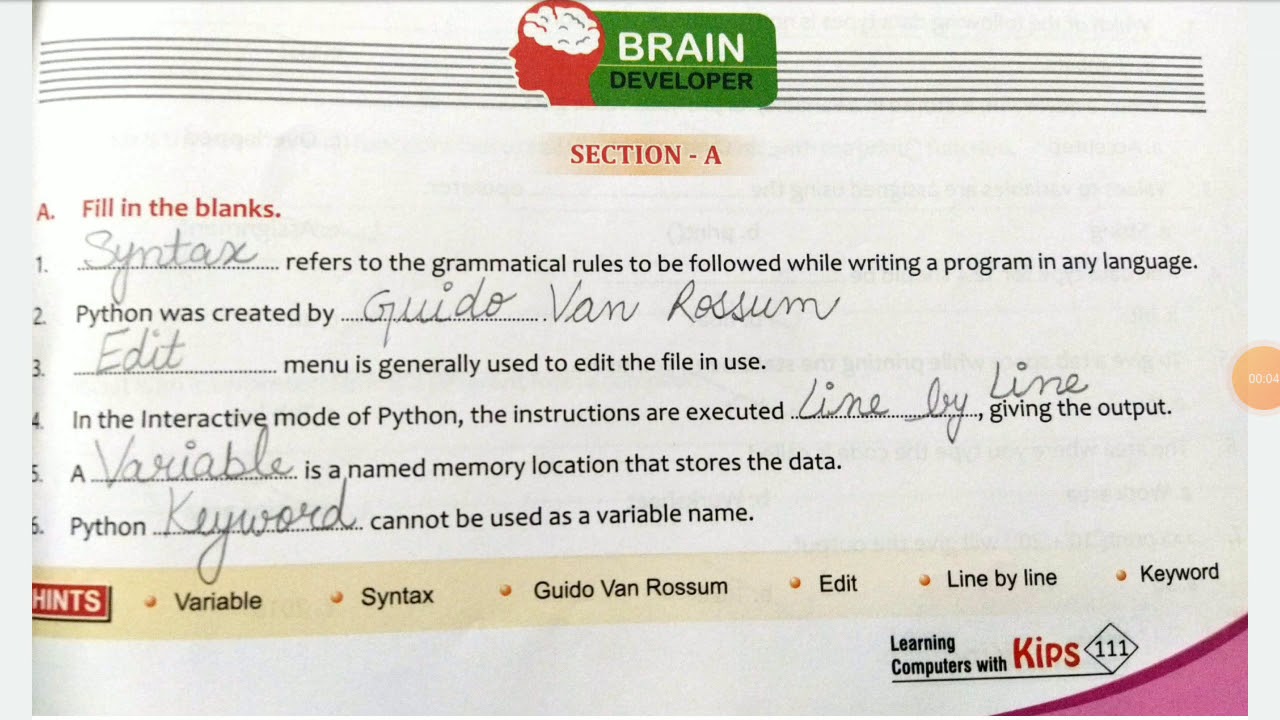 6TH COMPUTER CH-8 INTRODUCING PYTHON VIDEO - 5