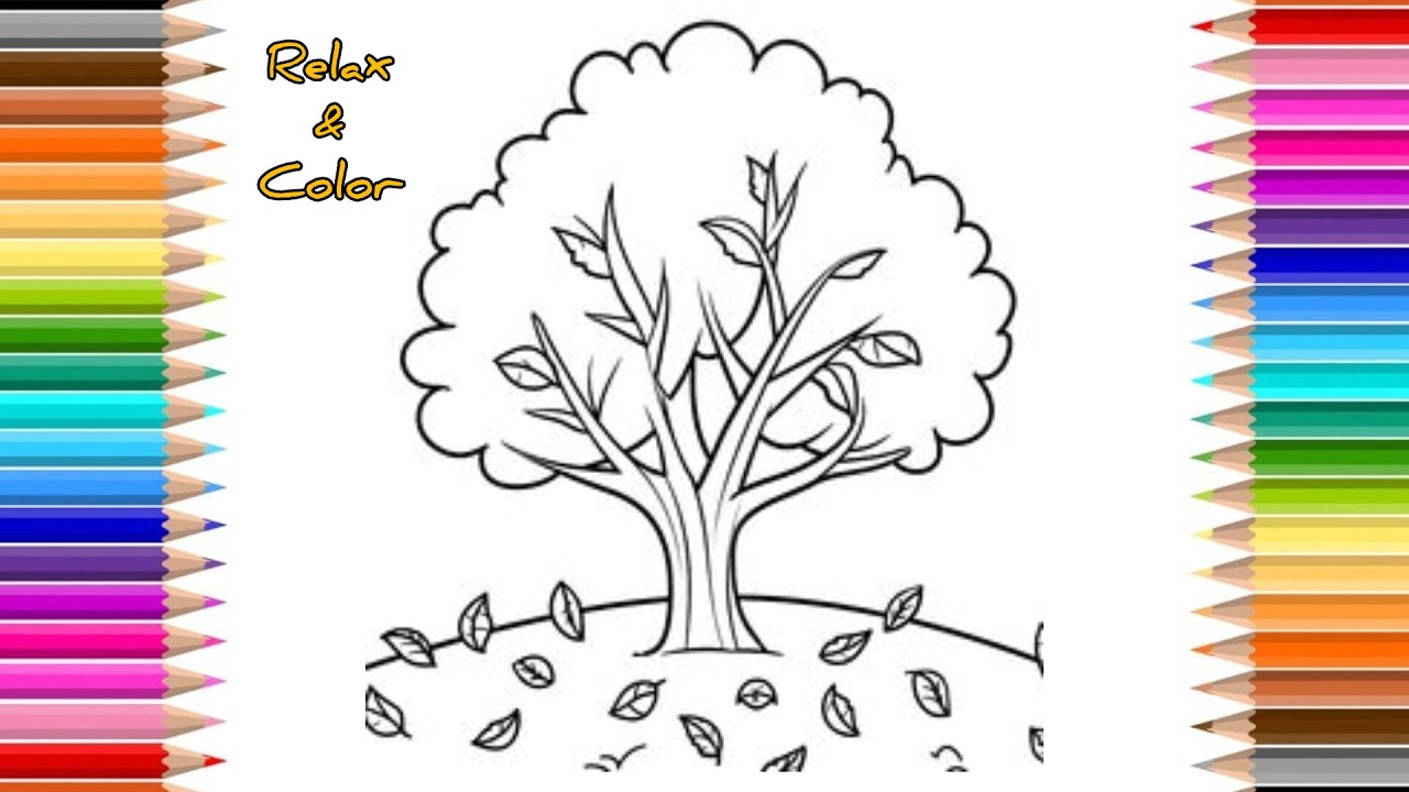 Relax & Color | Beautiful Tree Coloring Page 🌳🎨 | Nature Drawing for Relaxation | Stress Relief