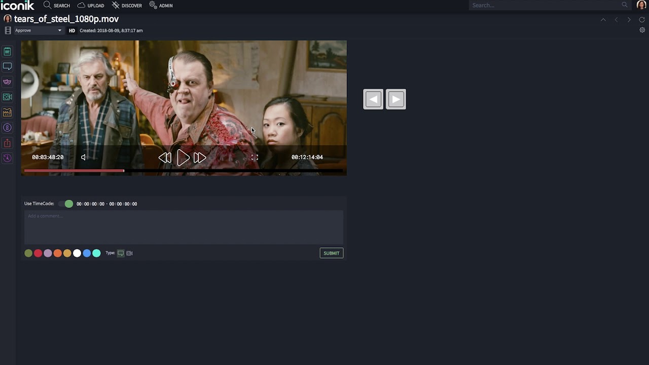 iconik - Player: frame accuracy, key bindings, subtitles.
