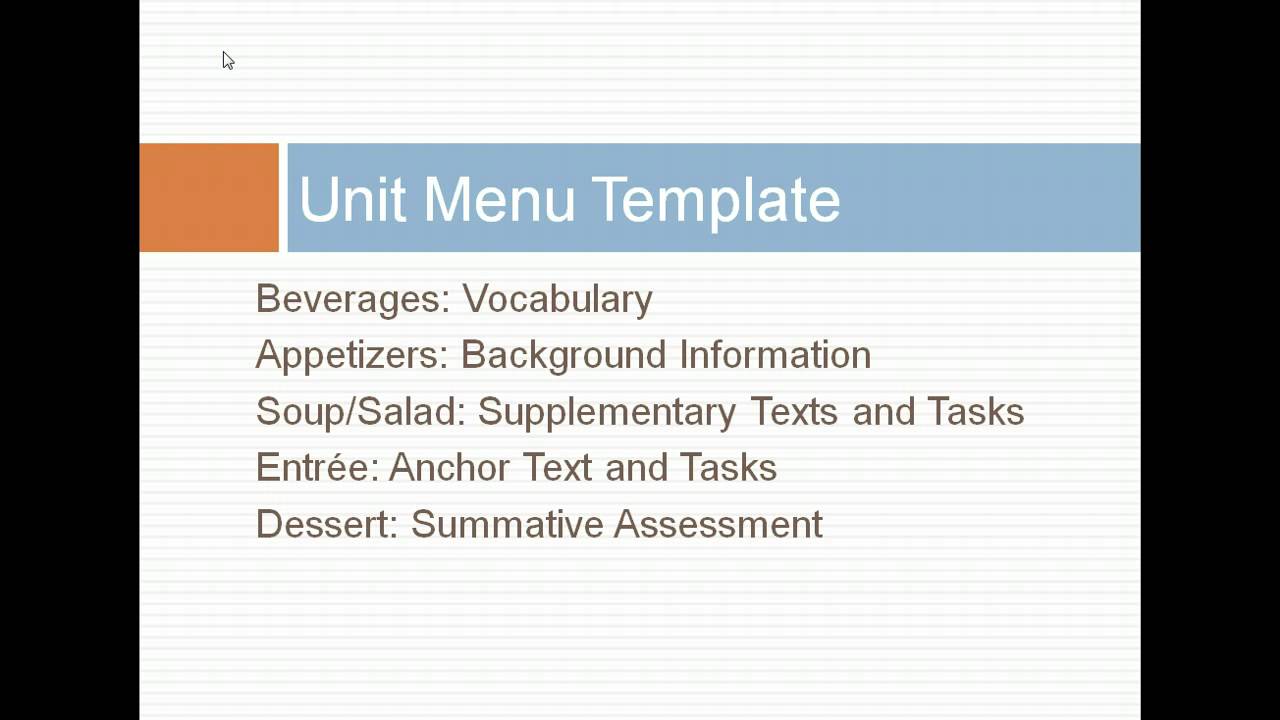 Overview of Learning Menus