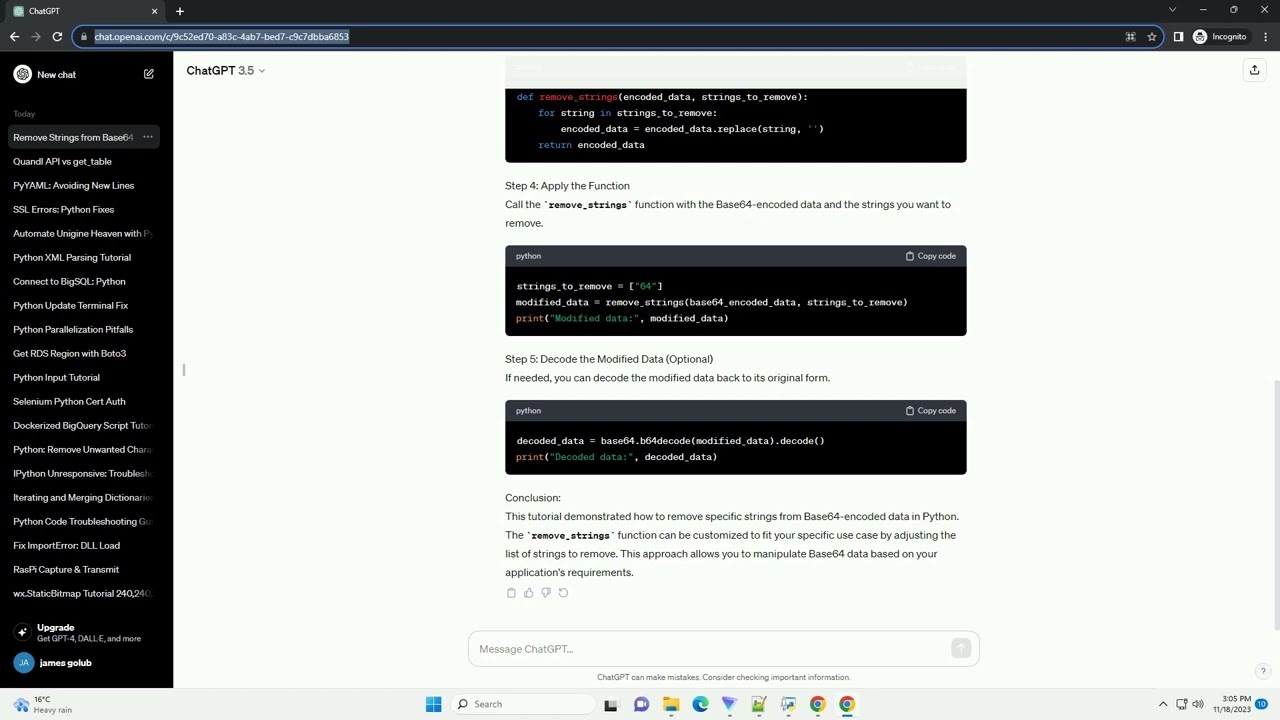 Removing certain strings from base64 output python