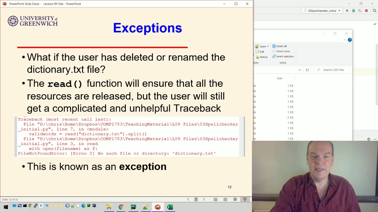 Python 09-3: Files - Spell checker & exceptions