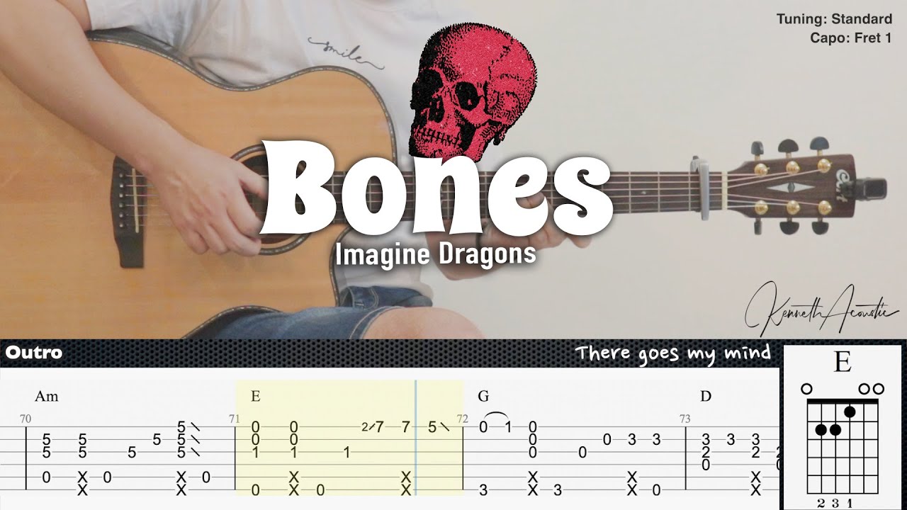 Bones - Imagine Dragons | Fingerstyle Guitar | TAB + Chords + Lyrics