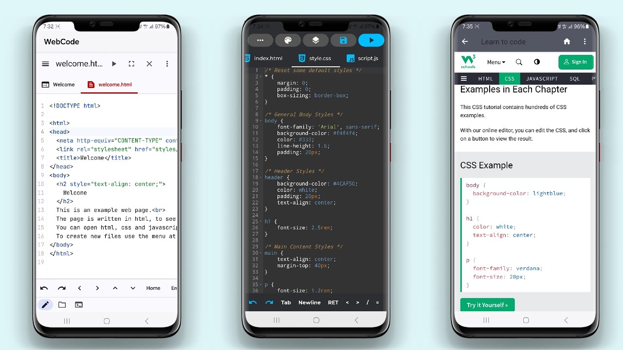 3 Best HTML, CSS and JS IDE Editor Apps for Android 2026