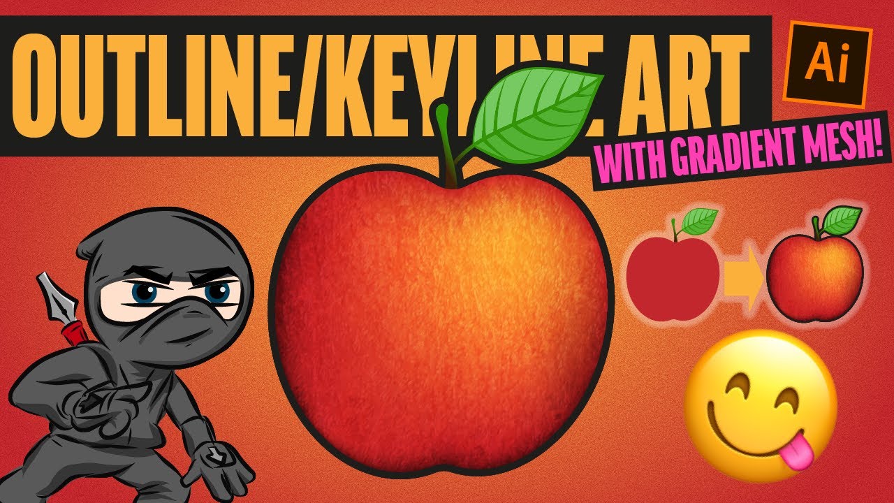 Add a Keyline/Outline to a Gradient Mesh Object