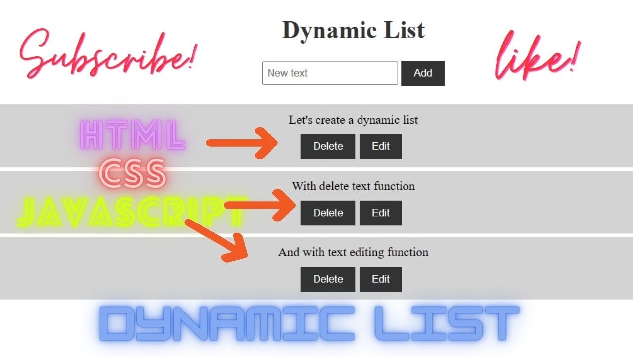 Build an Interactive Dynamic List with HTML, CSS, and JavaScript