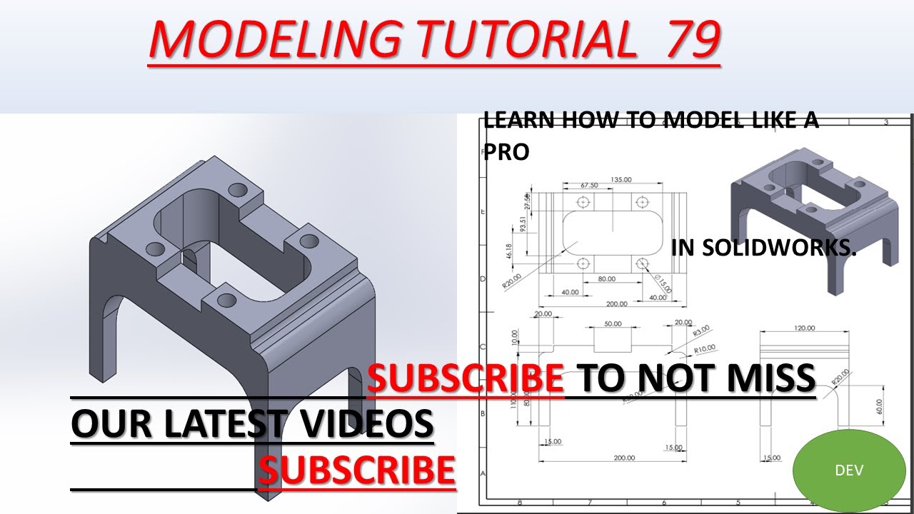 SolidWorks Modeling parts tutorial with Exercise 79