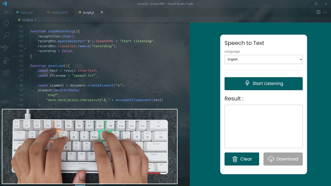 ASMR Programming - Speech To Text App With JavaScript - No Talking
