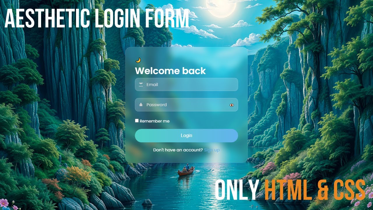Aesthetic Glassmorphism Login & Signup Form | Only HTML and CSS