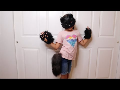 Furry Therian Mask and Tail Review | Animal Fox Mask Wolf Tail Paws Set Halloween Costume
