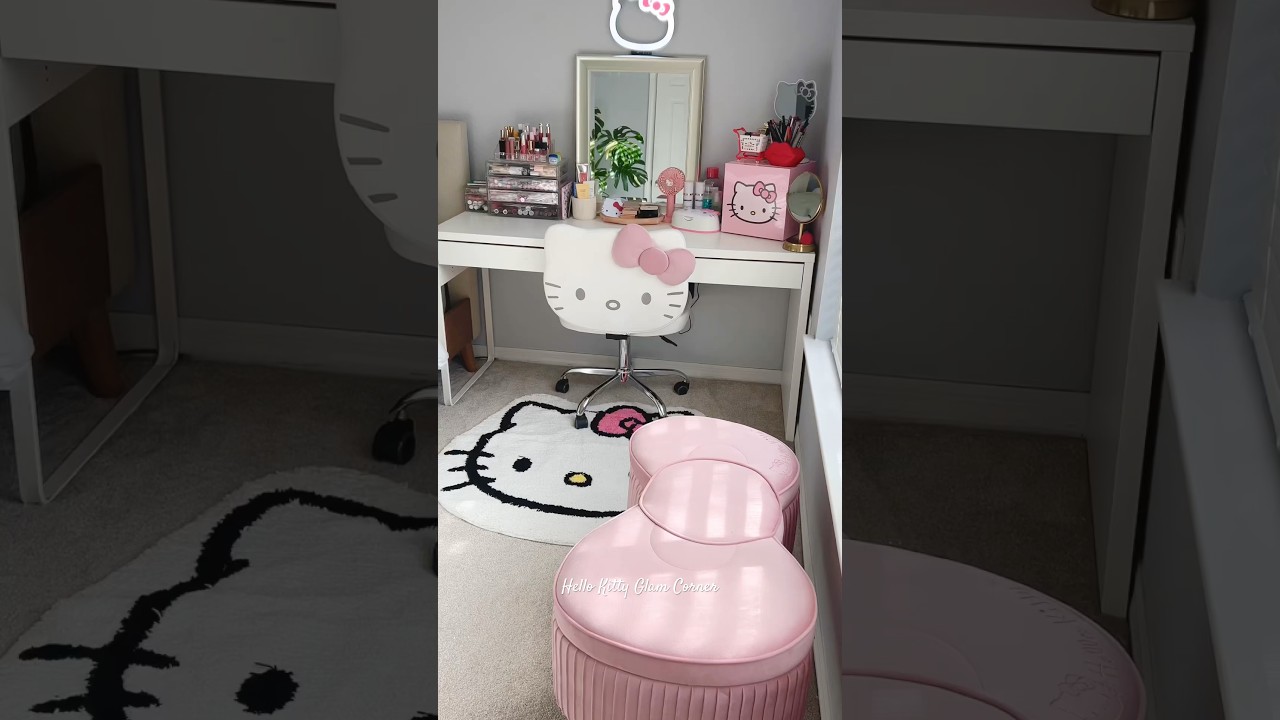 Hello Kitty Glam corner/ makeup vanity set up #hellokitty #makeup #vanity #beauty #hellokittyaddict