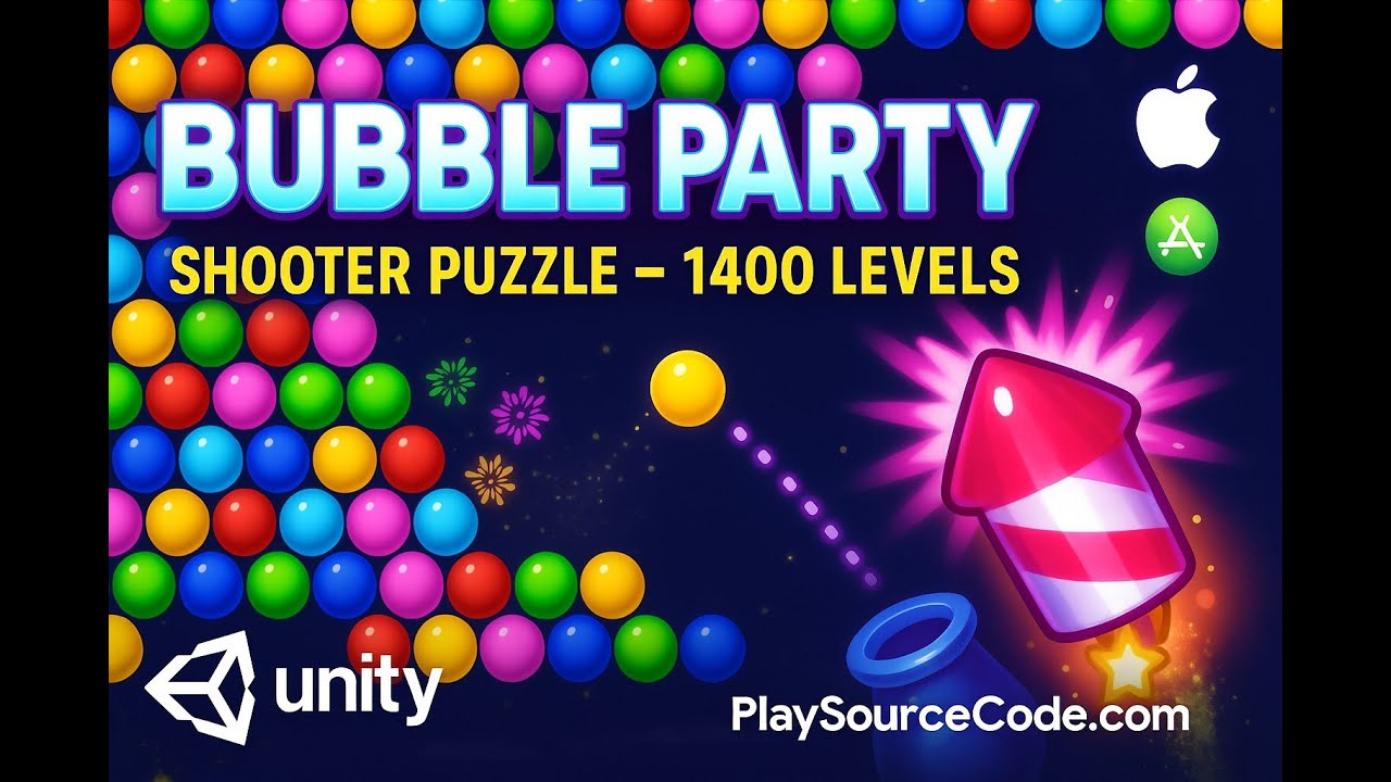 Bubble Party! Shooter Puzzle – 1400 Levels Unity Source Code (Android + iOS) at Playsourcecode.com